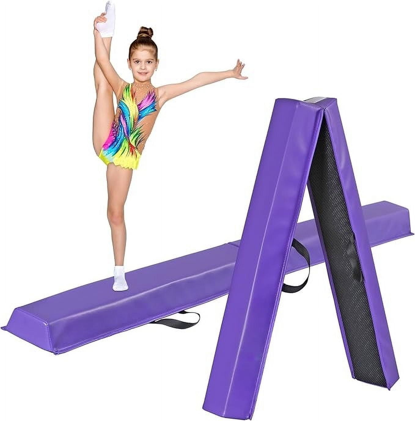 6ft Folding Gymnastics Balance Beam Foam Floor Balance Beam Bar With Anti-Slip Base Walking ...