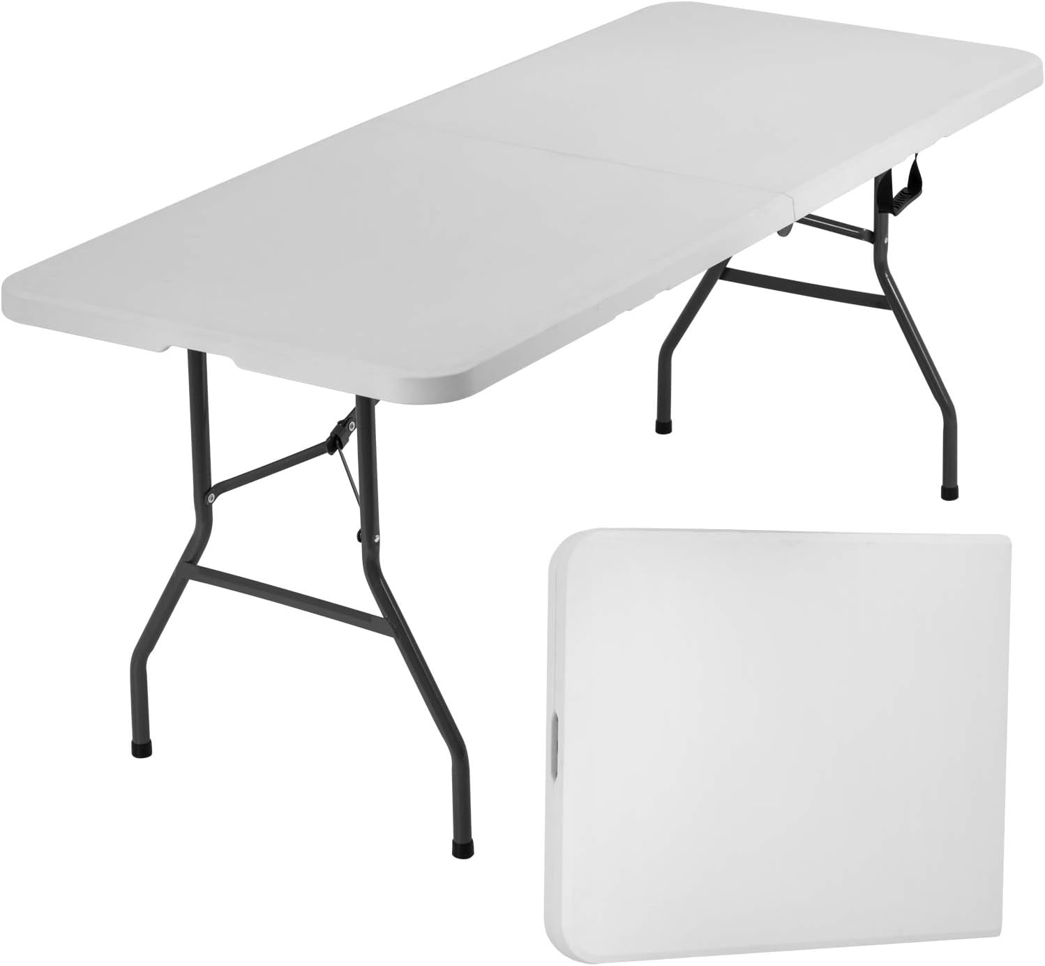 6ft Folding Table, Heavy-Duty Foldable Design with Side Locks & Carry ...