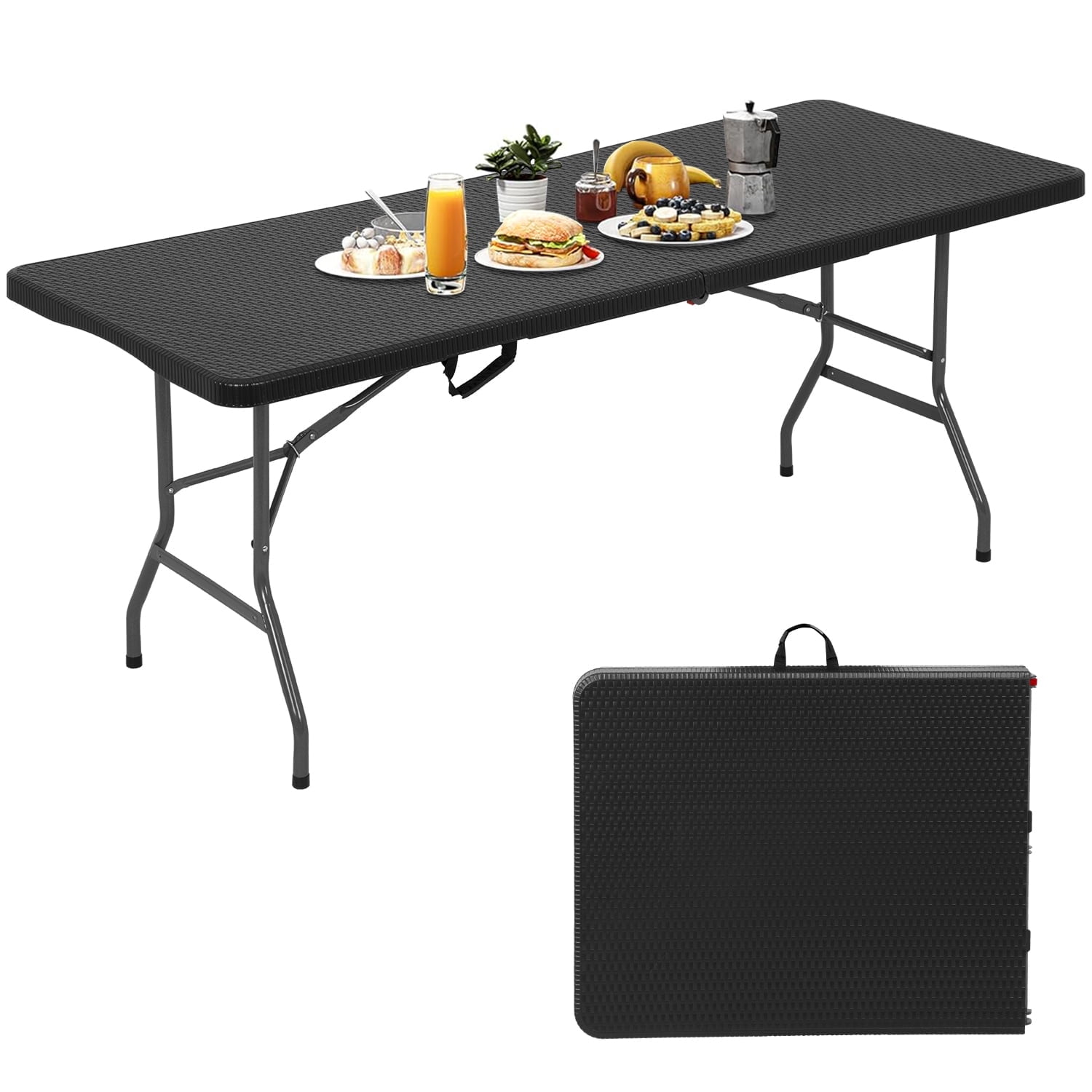 6ft Folding Table Heavy Duty Foldable Table Camping Working Table ...
