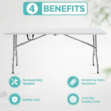 Lifetime 5 Foot Fold-in-Half Camping Folding Table, Indoor/Outdoor ...