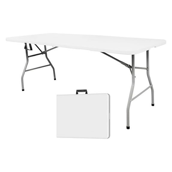 6ft Folding Table Portable Heavy Duty Plastic Utility Foldable Table ...