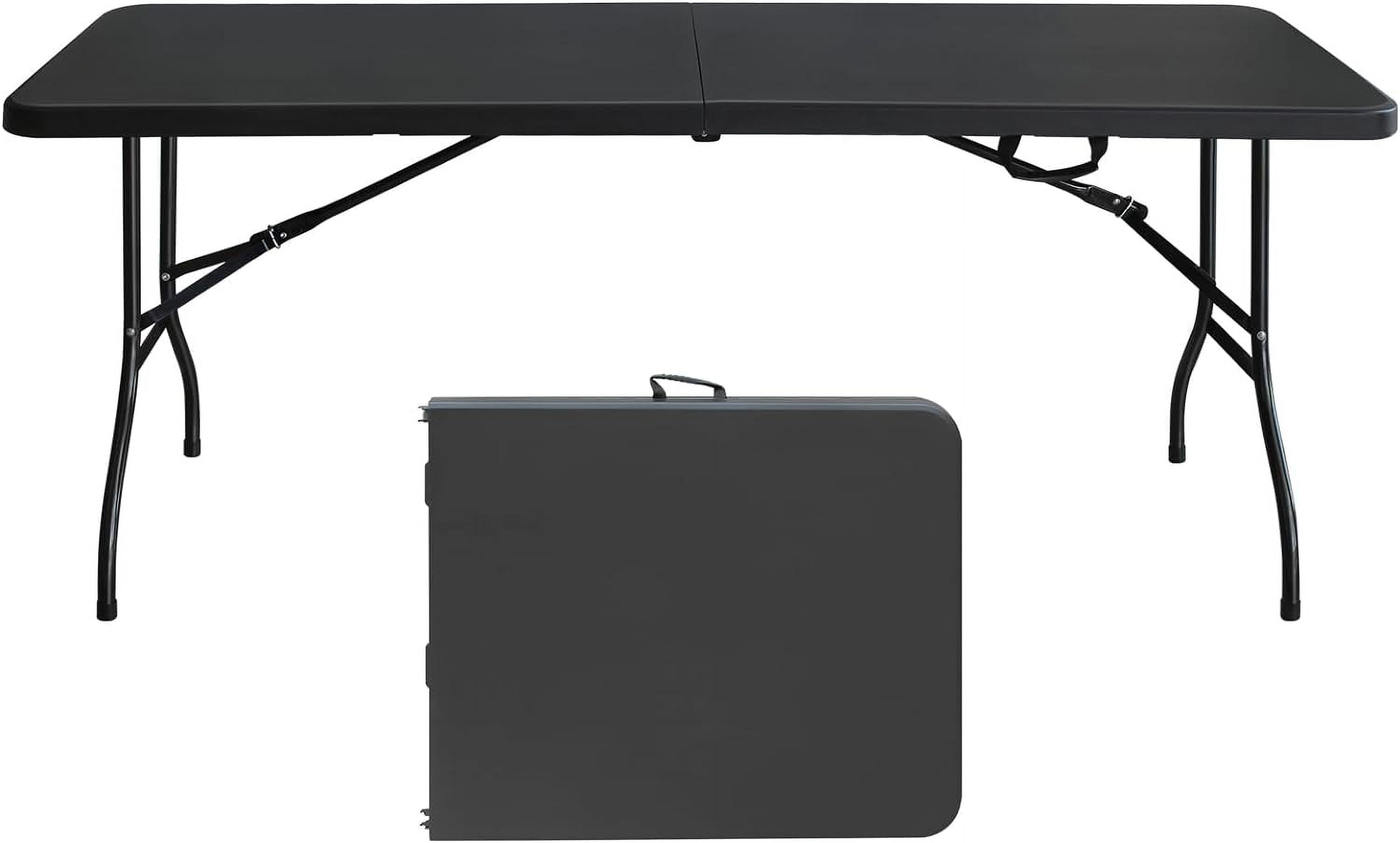 6ft Folding Table, Portable Plastic Table for Camping, Picnics, Parties ...