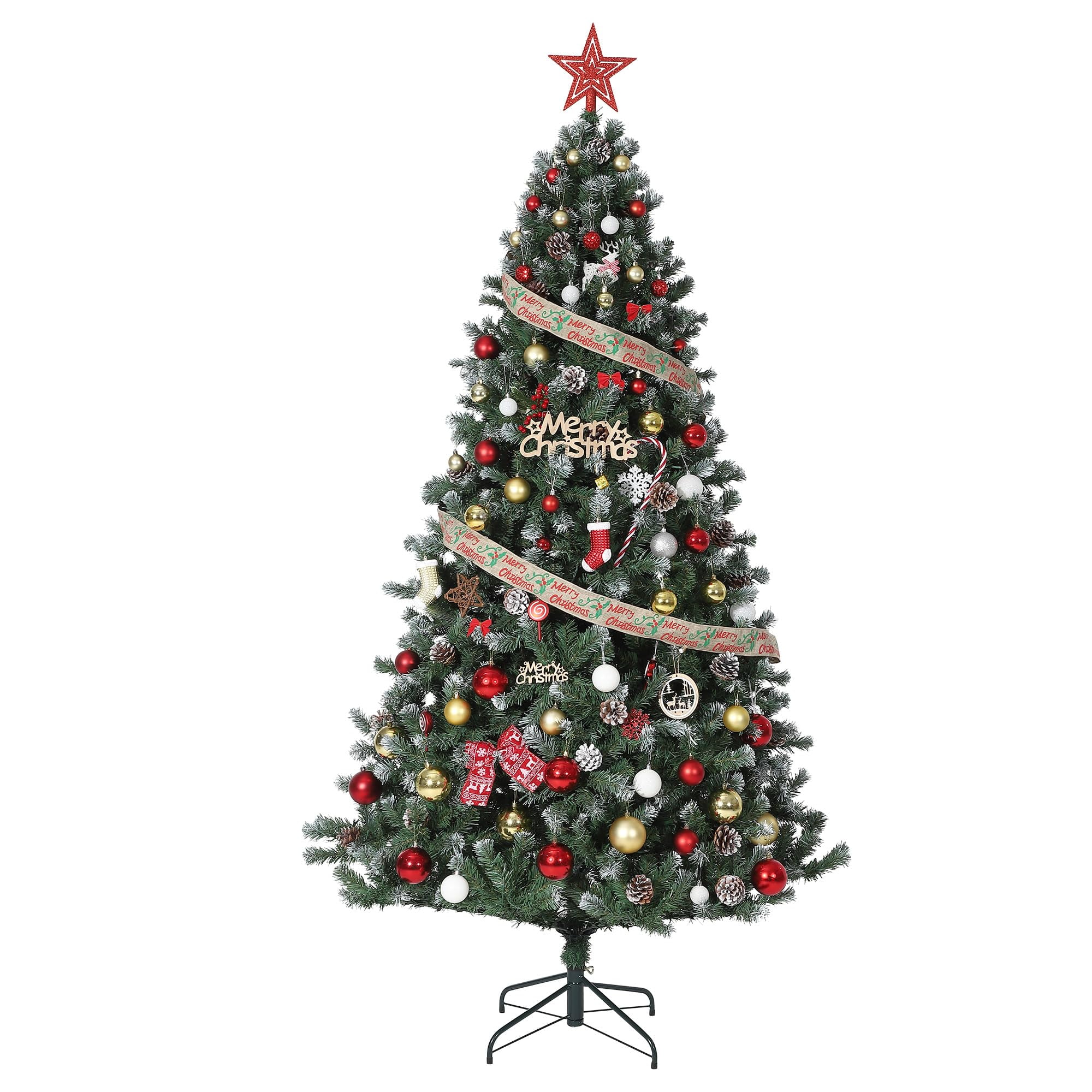 6ft Frosted Prelit Christmas Tree with Pine Cones – Quick-Setup Hinged ...