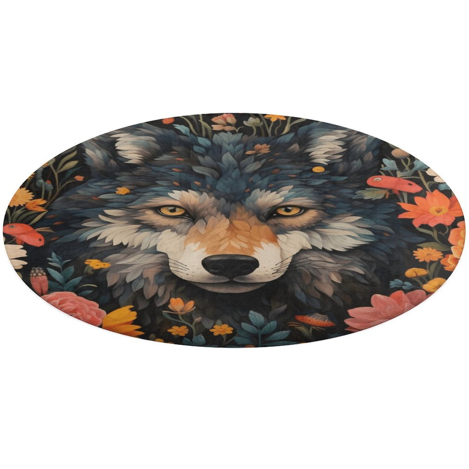 6ft Funny Glasses Wolf Ultra-Thin Washable Round Rug - Non Slip Non ...