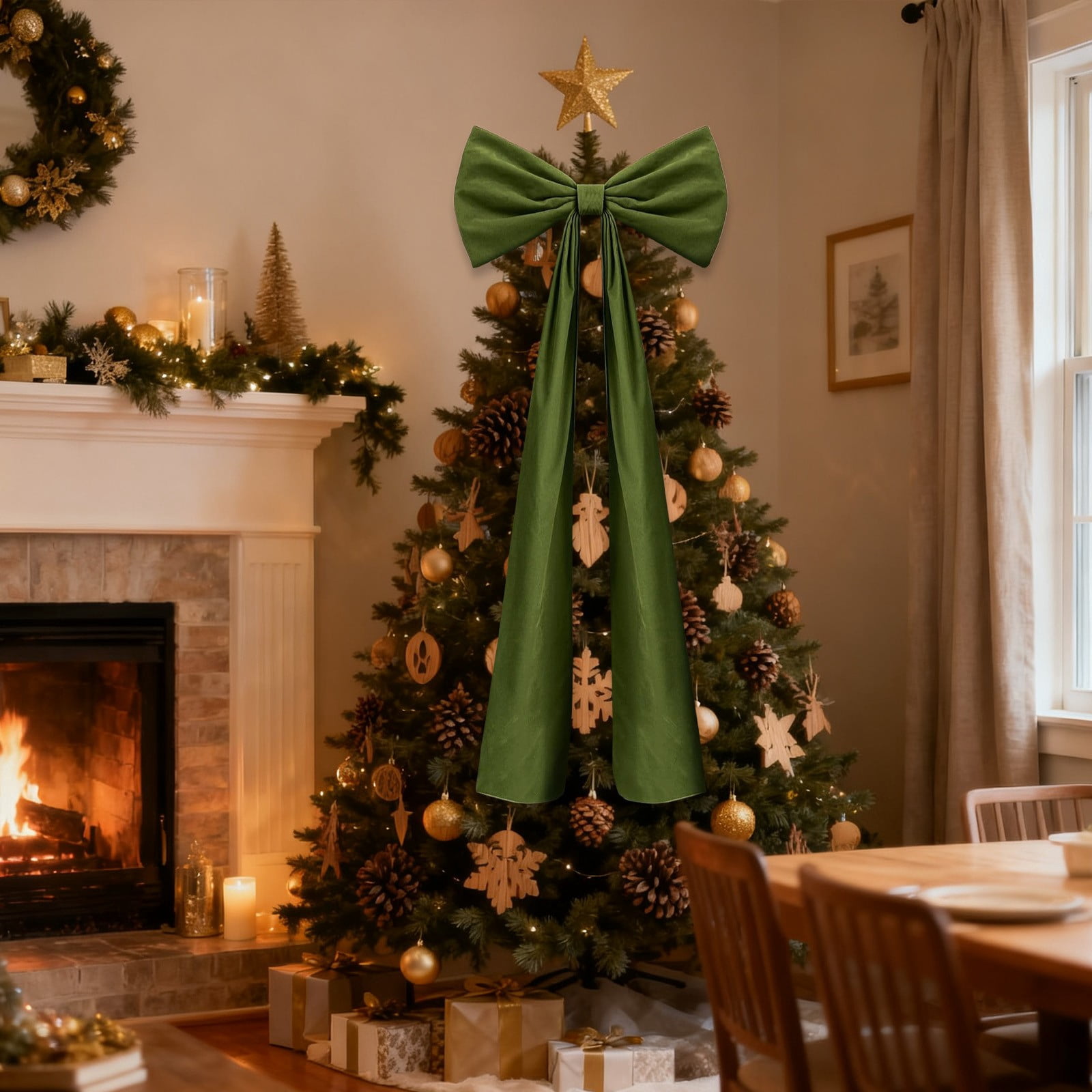 6ft Giant Emerald Green Velvet Christmas Bow Oversized Tree Topper Bow ...