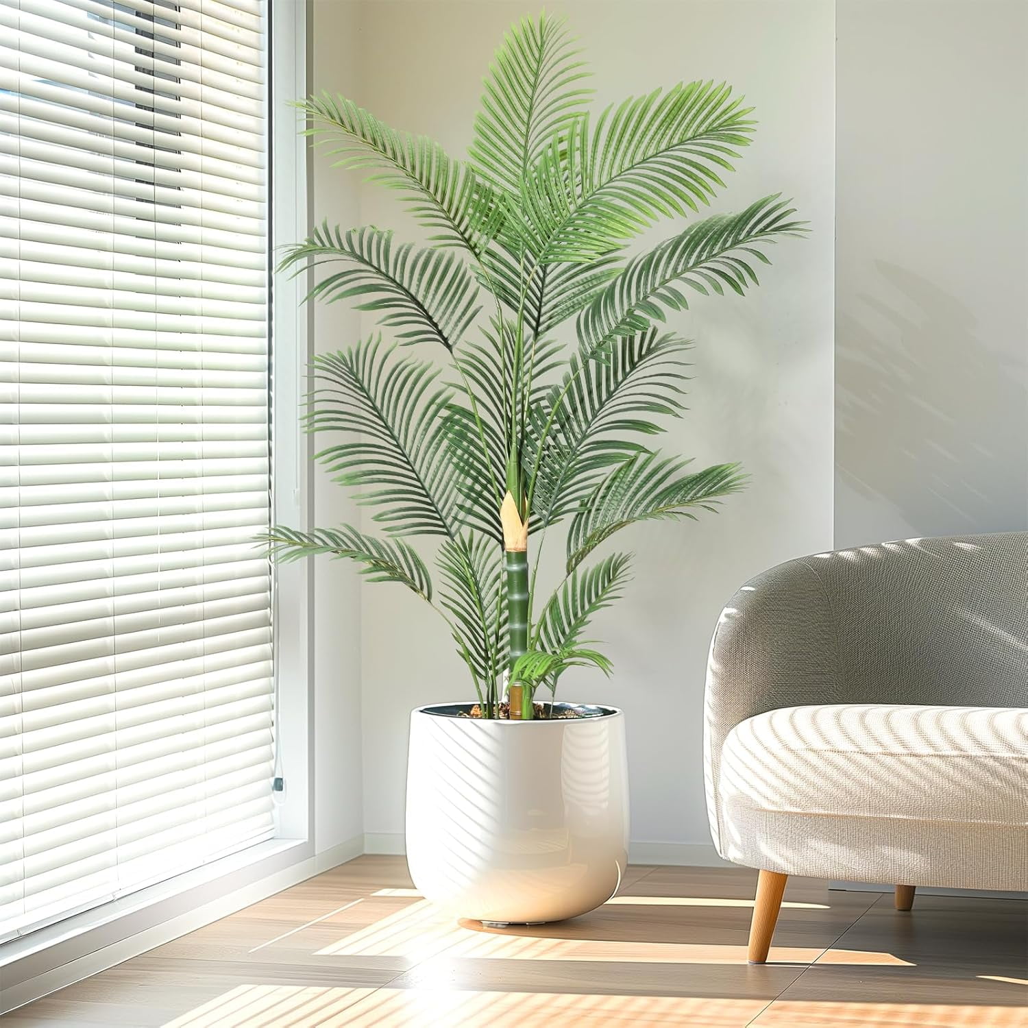6ft Golden Cane Palm Artificial Tree, Large Tropical Palm Tree, PE ...