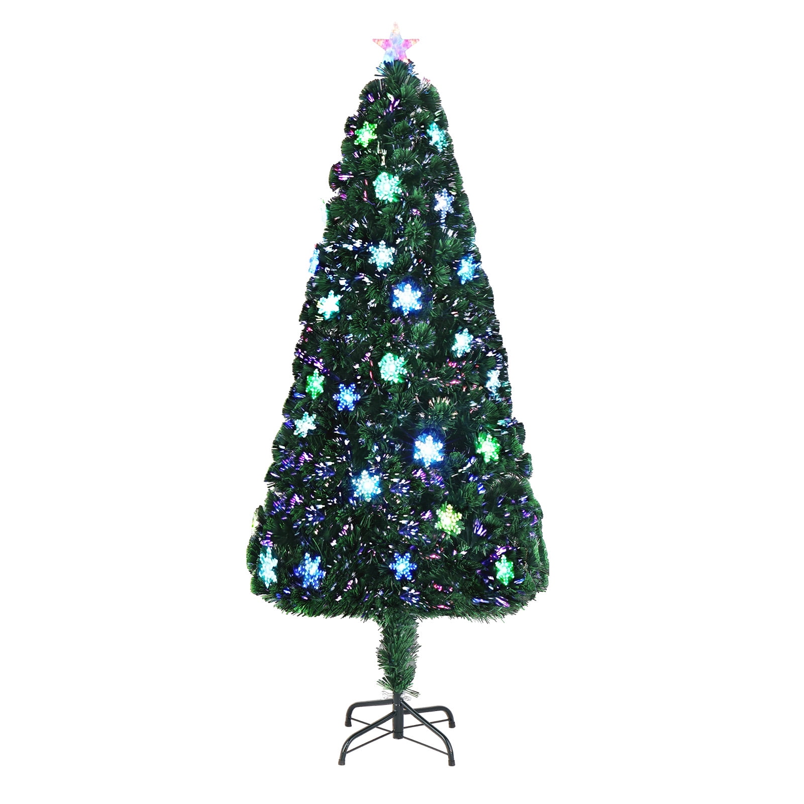 6ft Green Christmas Tree with 36 Fiber Optic Lights, Snowflake Design ...