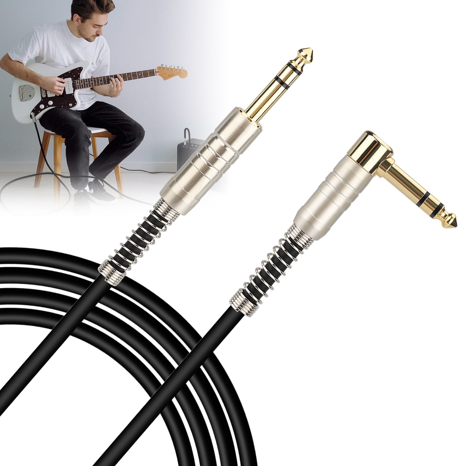 6ft Guitar Instrument Cable, 1/4 inch TRS Right Angle to Straight ...