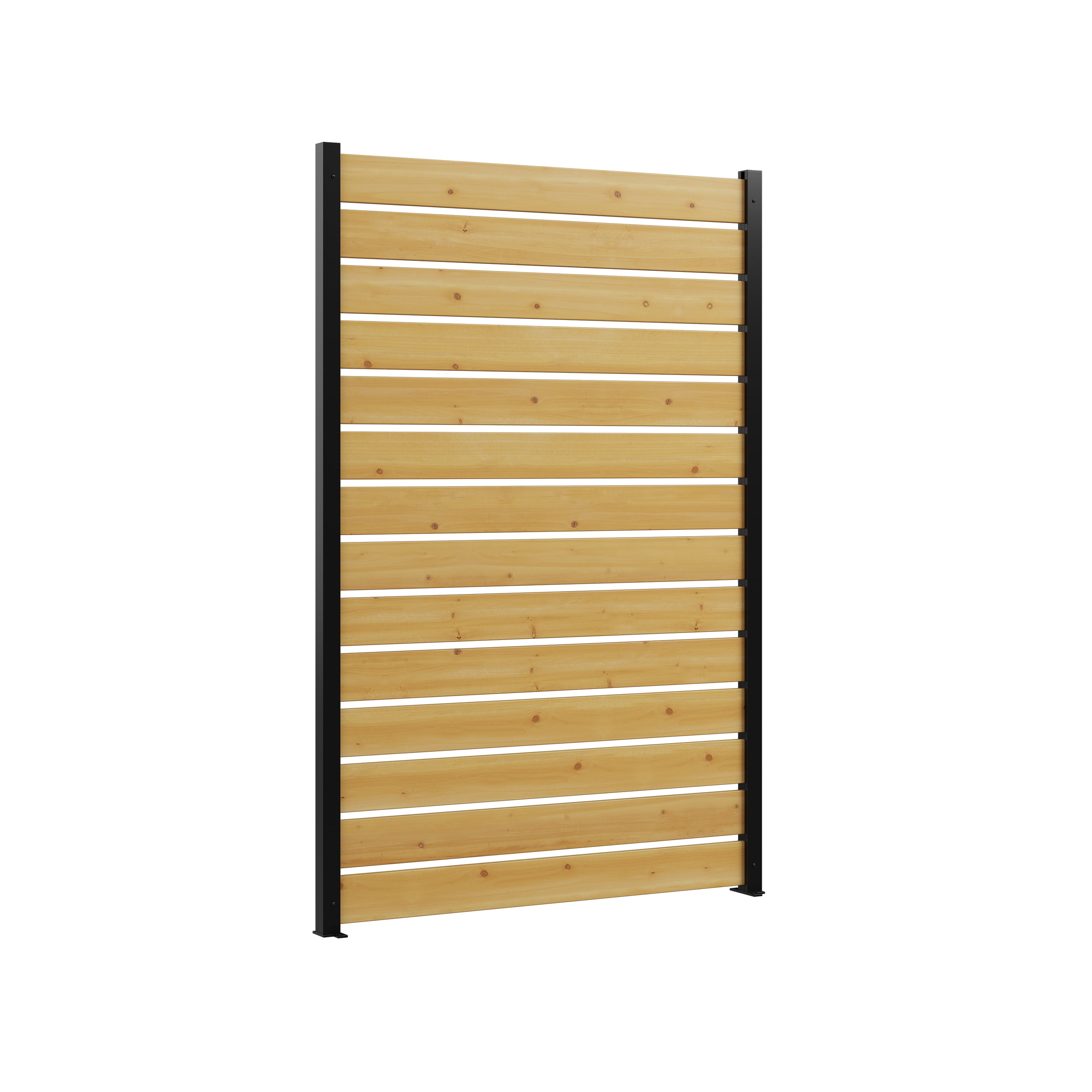 6ft H x 4ft W Surface Mount Slatted Wood Privacy Screen, Outdoor ...