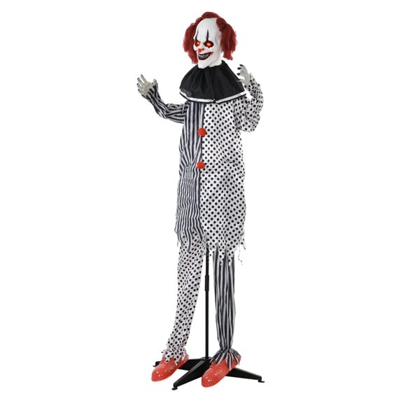 6ft Halloween Animatronic Clown - Motion Activated Sound & Light - Life ...