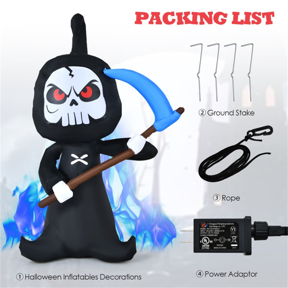 6ft Halloween Inflatable Ghost Decor – Waterproof Polyester, Built-in ...