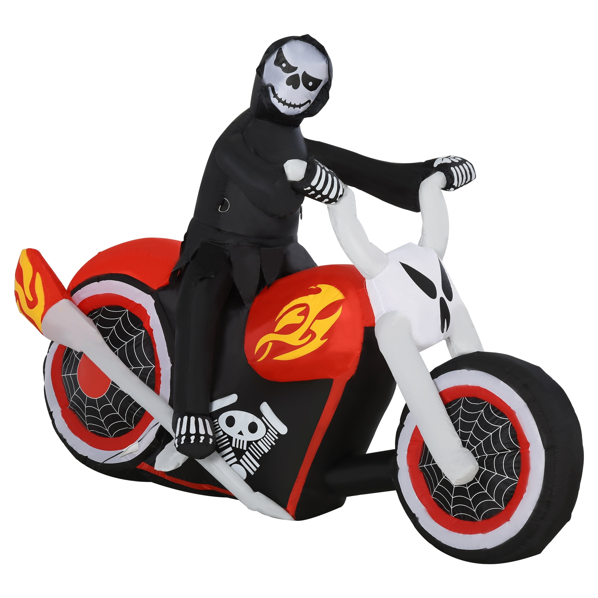 Halloween 6ft Spooky Inflatable Reaper Motorcycle, Outdoor Haunted Lawn ...