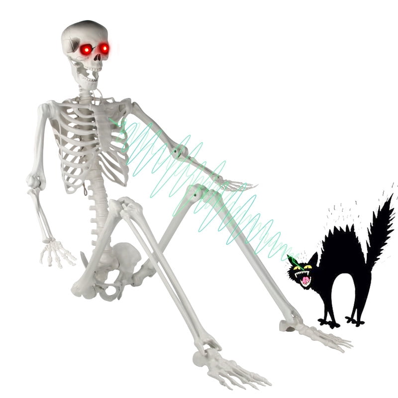 6ft Halloween Realistic Full Body Skeleton Life Size Sound Activated ...