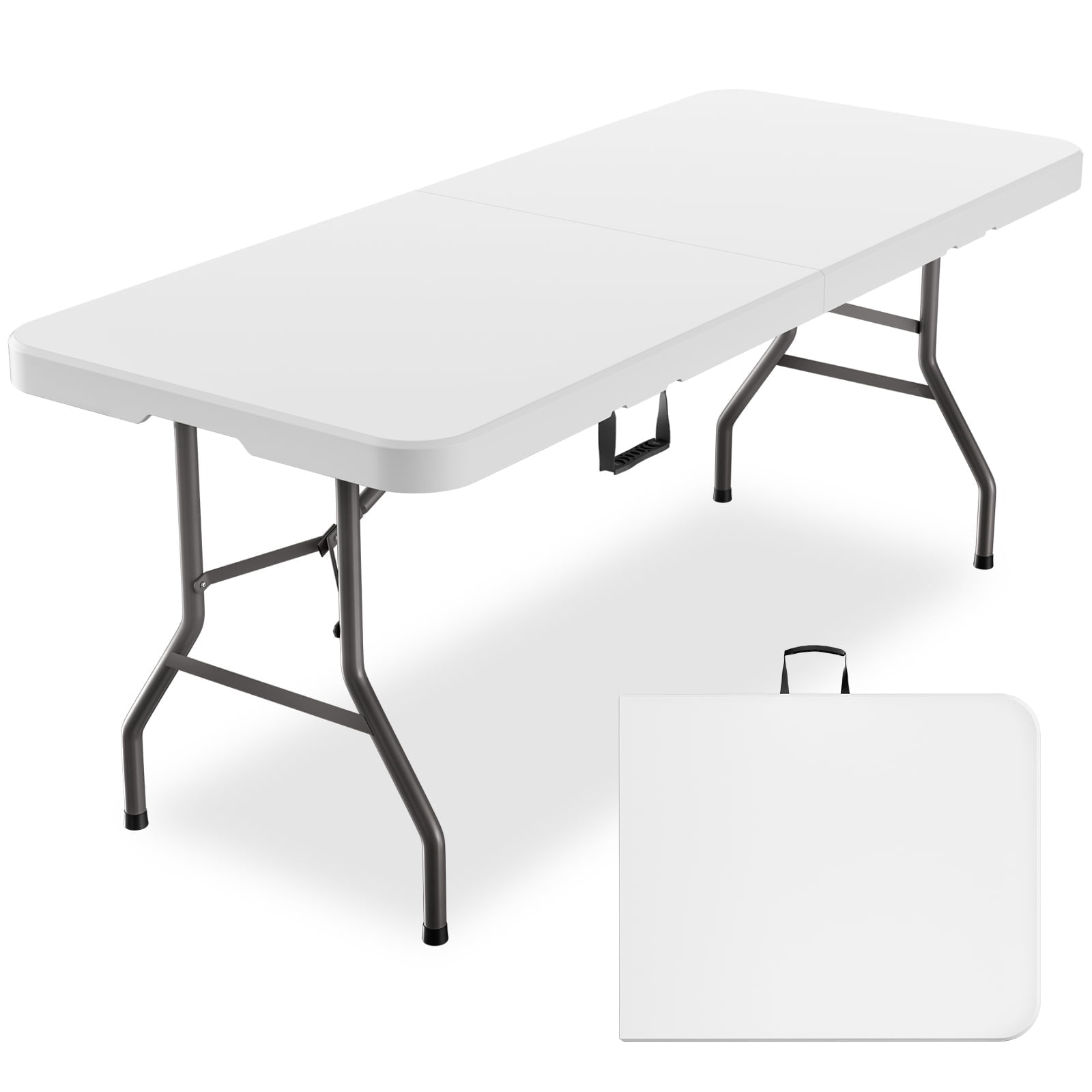6ft Heavy-Duty Outdoor Folding Table for 6 - Sturdy HDPE Top, 350lbs ...