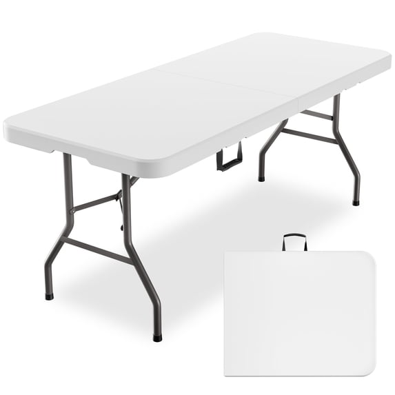 6ft Heavy-Duty Outdoor Folding Table for 6 - Sturdy HDPE Top, 350lbs ...