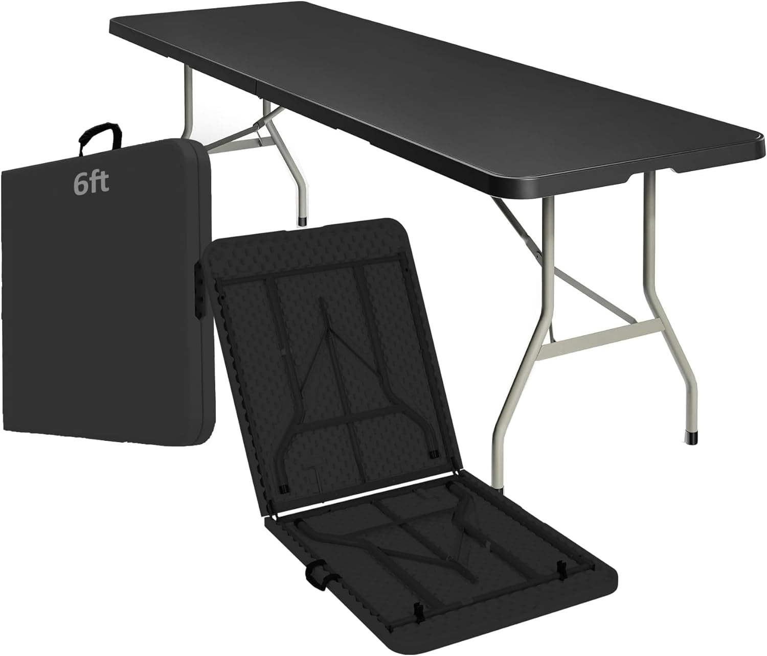 6ft Heavy Duty Portable Folding Table - Plastic Dining Table Indoor ...
