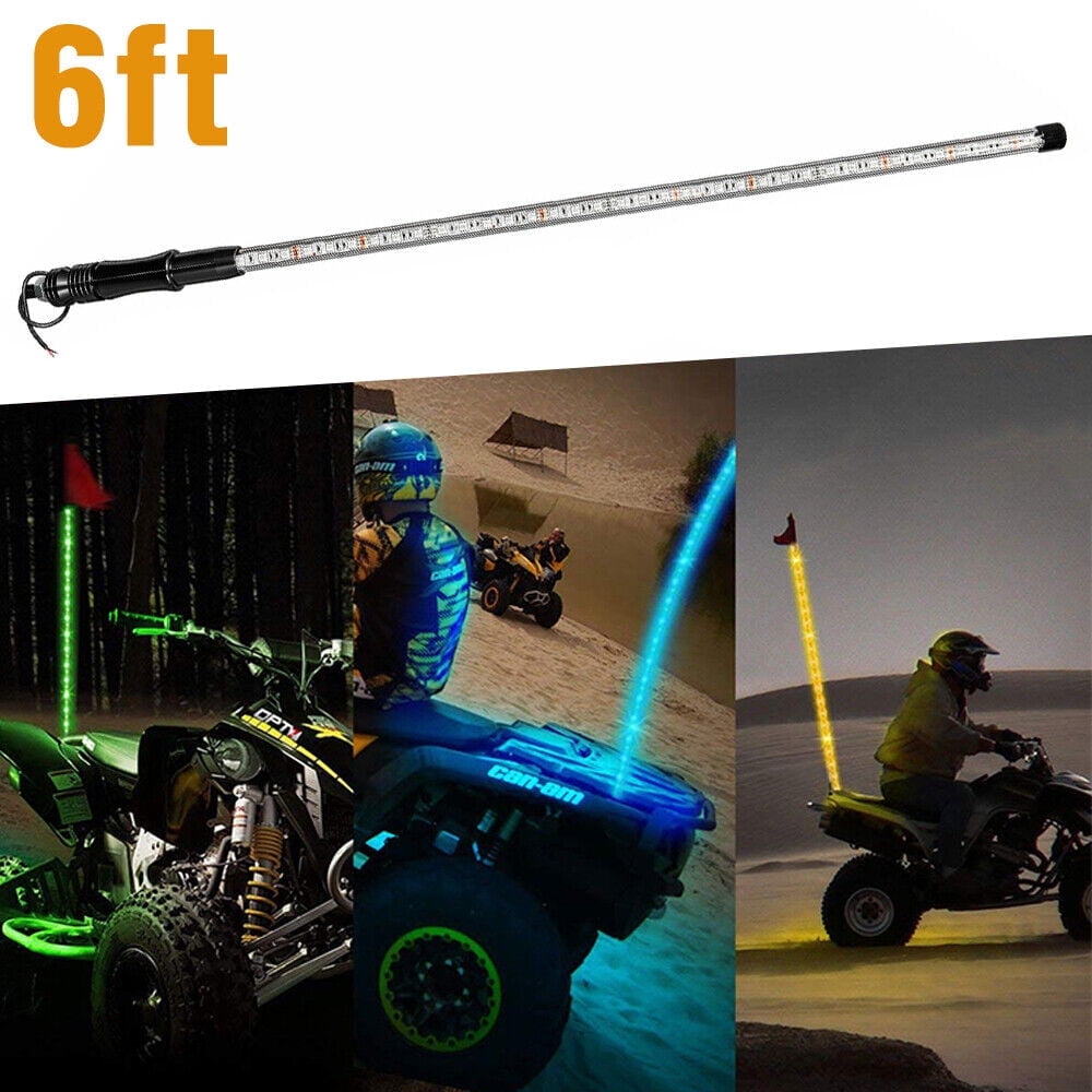 6ft LED Whip Remote RGB Chasing Antenas Light Fit ATV Polaris RZR UTV ...