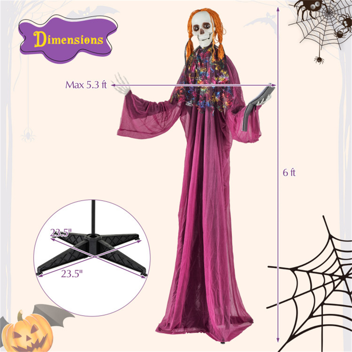 6ft Life-Size Animated Halloween Girl Prop - Eerie Book, Sound ...