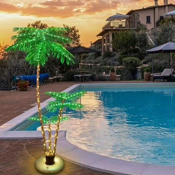 6FT Lighted Palm Tree for Patio Deck Pool Tiki Bar Beach Hawaiian Party ...