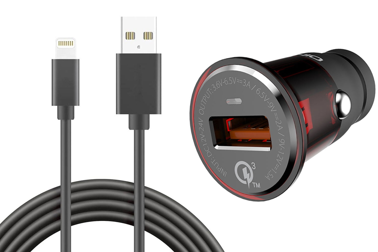 6ft Long Cable 18W Fast Car Charger for iPhone 13 Mini - Power Wire ...