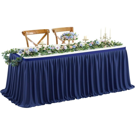 6ft Long Navy Blue Table Skirt for Rectangle Tables tions - Wrinkle ...