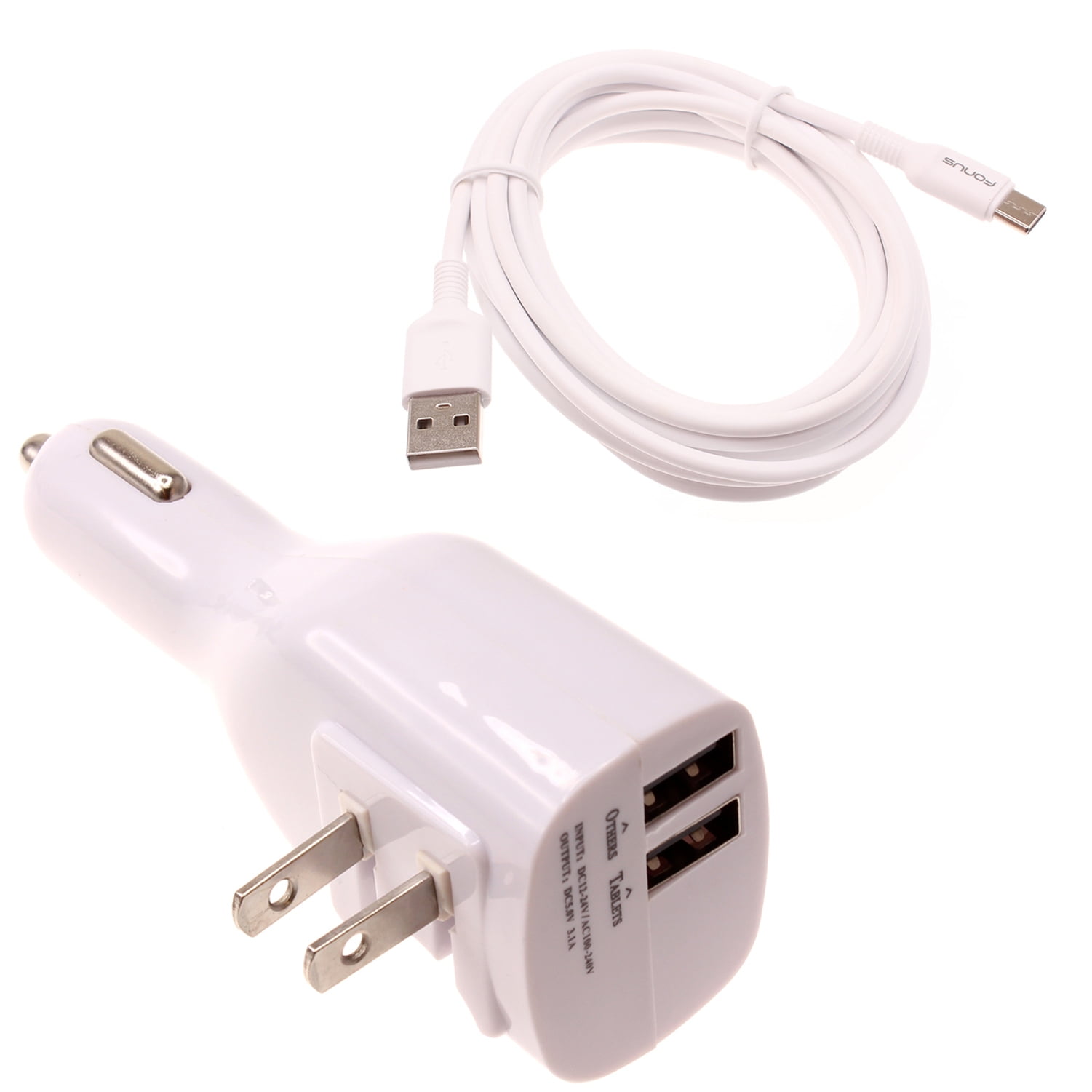 6ft Long USB-C Cable 2-in-1 Car Home Charger for TCL 50 XE NXTPAPER 5G ...