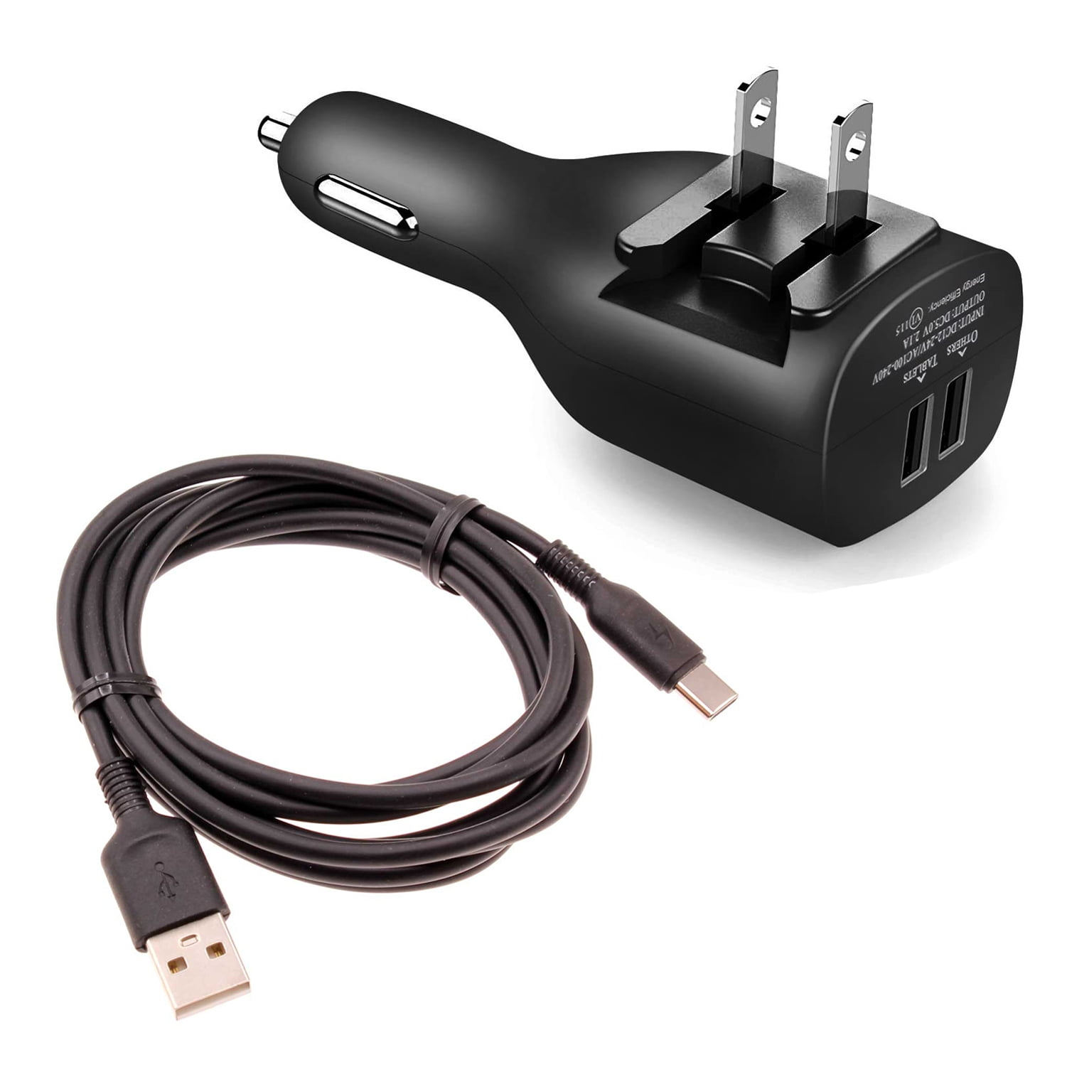 6ft Long USB-C Cable 2-in-1 Car Home Charger for Cricket Debut Smart/S3 ...