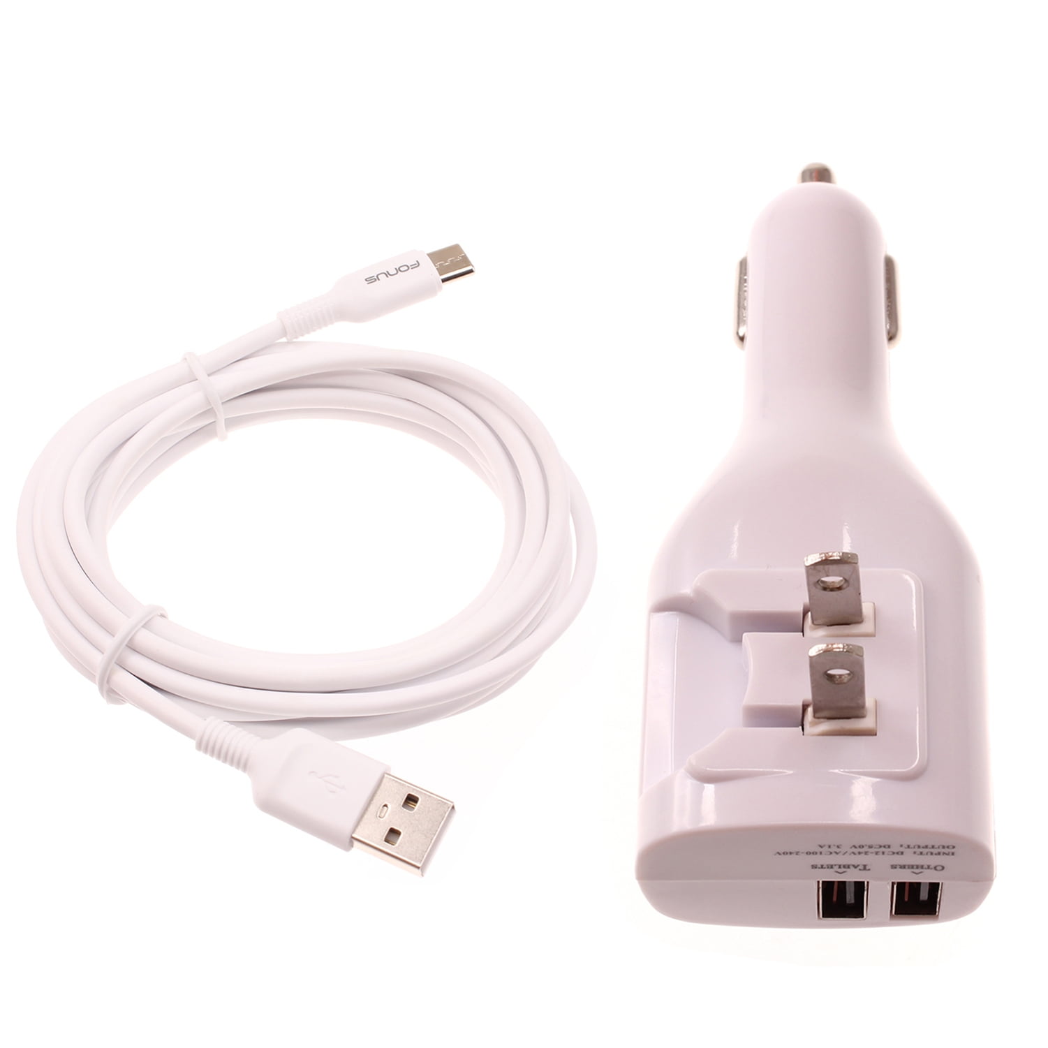 6ft Long USB-C Cable 2-in-1 Car Home Charger for Nokia C110/C210/C100 ...