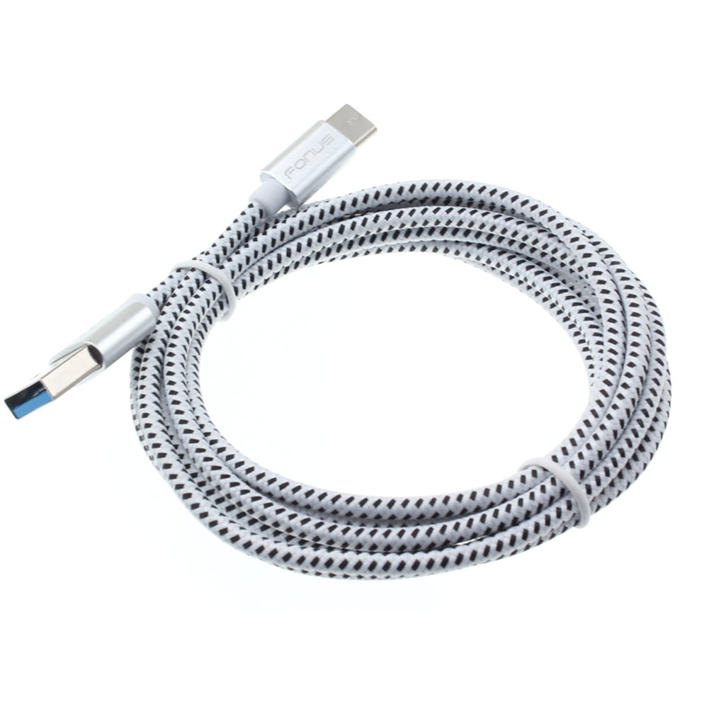 6ft Long White Braided Type-C Cable Rapid Charger Sync USB Wire E9D for ...