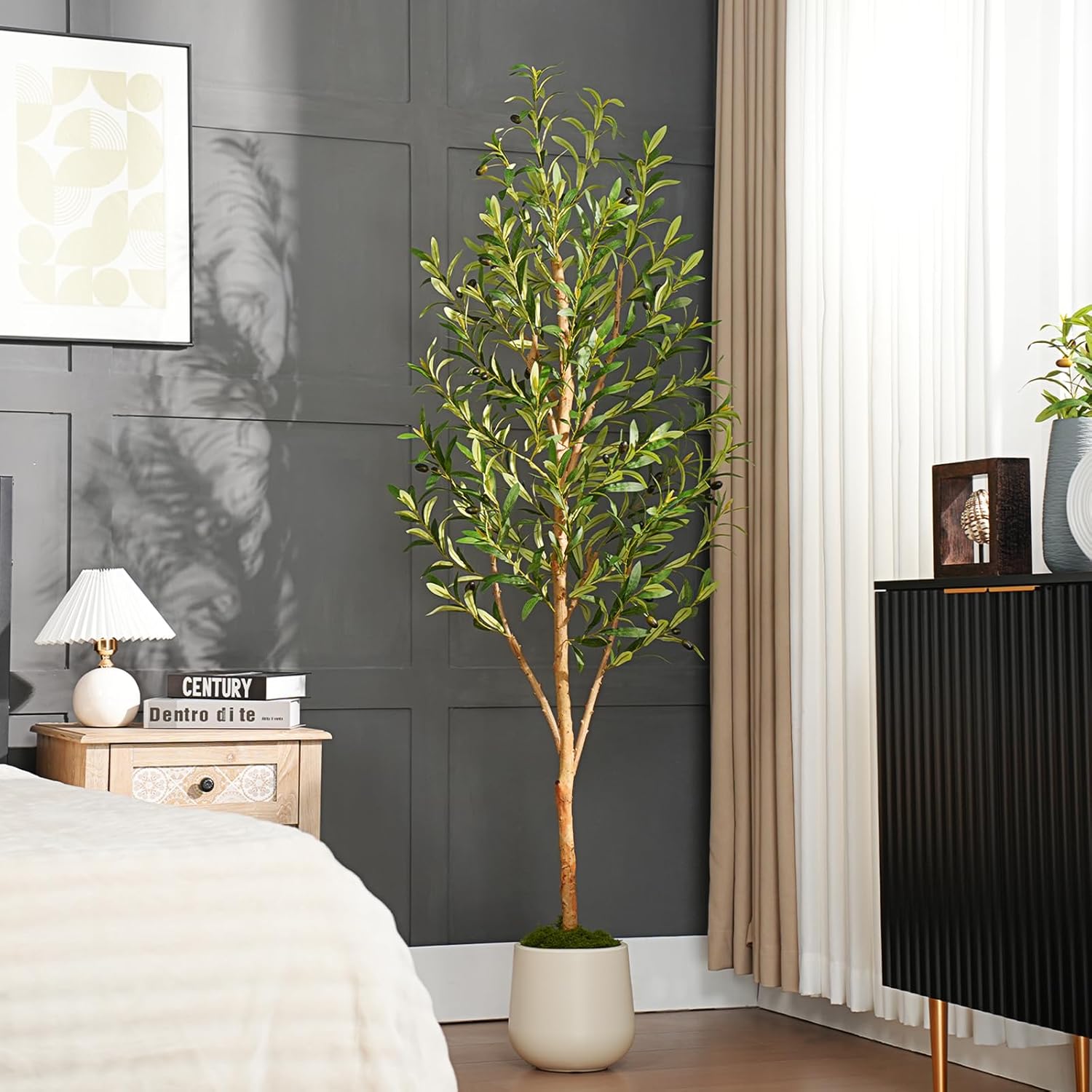 6ft Luxury Artificial Olive Tree, Full-Bodied Design with More Leaves ...