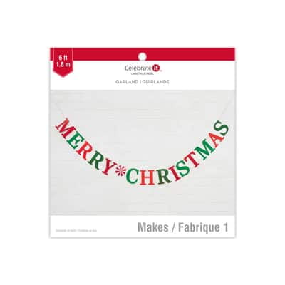6ft. Merry Christmas Paper Garland by Celebrate It™ - Holiday and ...