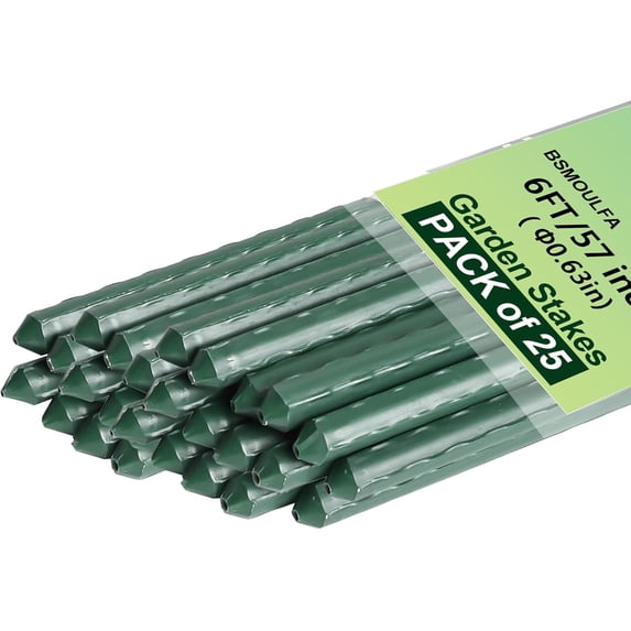 6ft Metal Plant Stakes 25 Pack Plastic Coated Garden Supports for ...