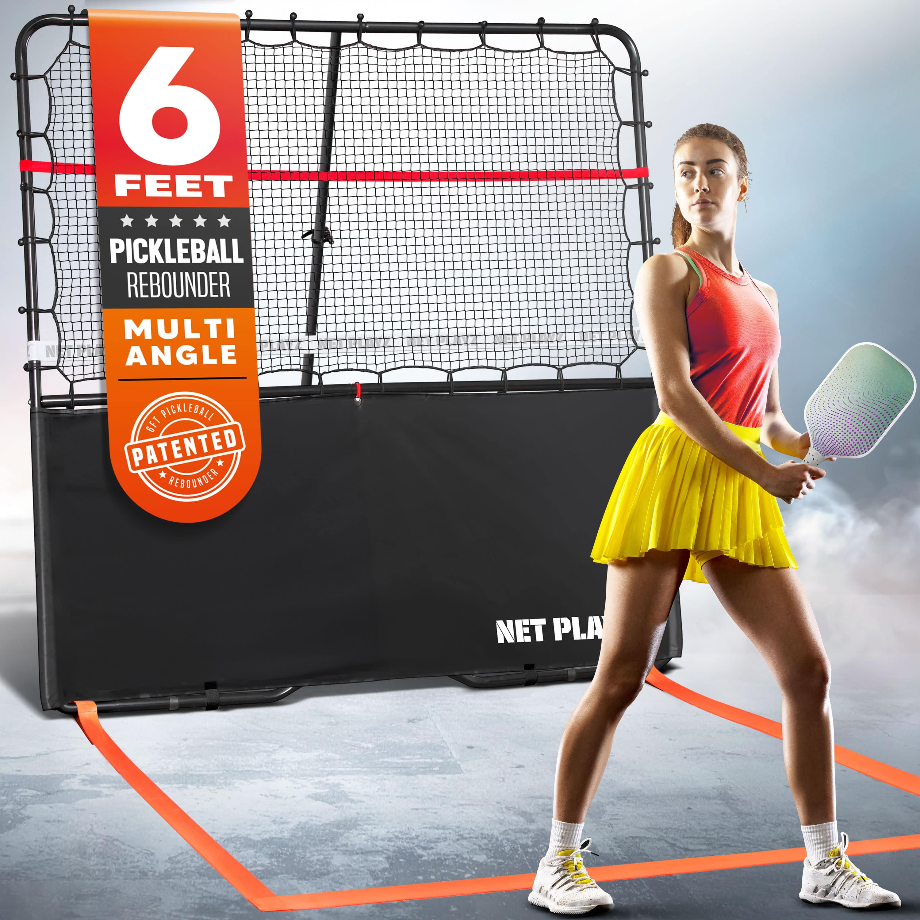 6ft Pickleball Rebounder Training Aid, Adjustable Angle Easy Setup ...