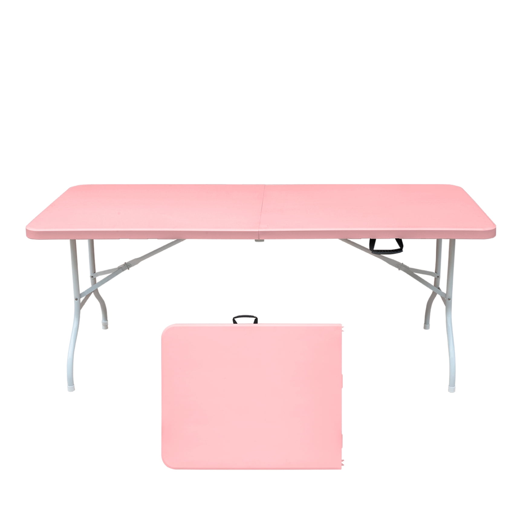 6ft Pink Folding Table, Portable Plastic Table for Camping, Picnics ...