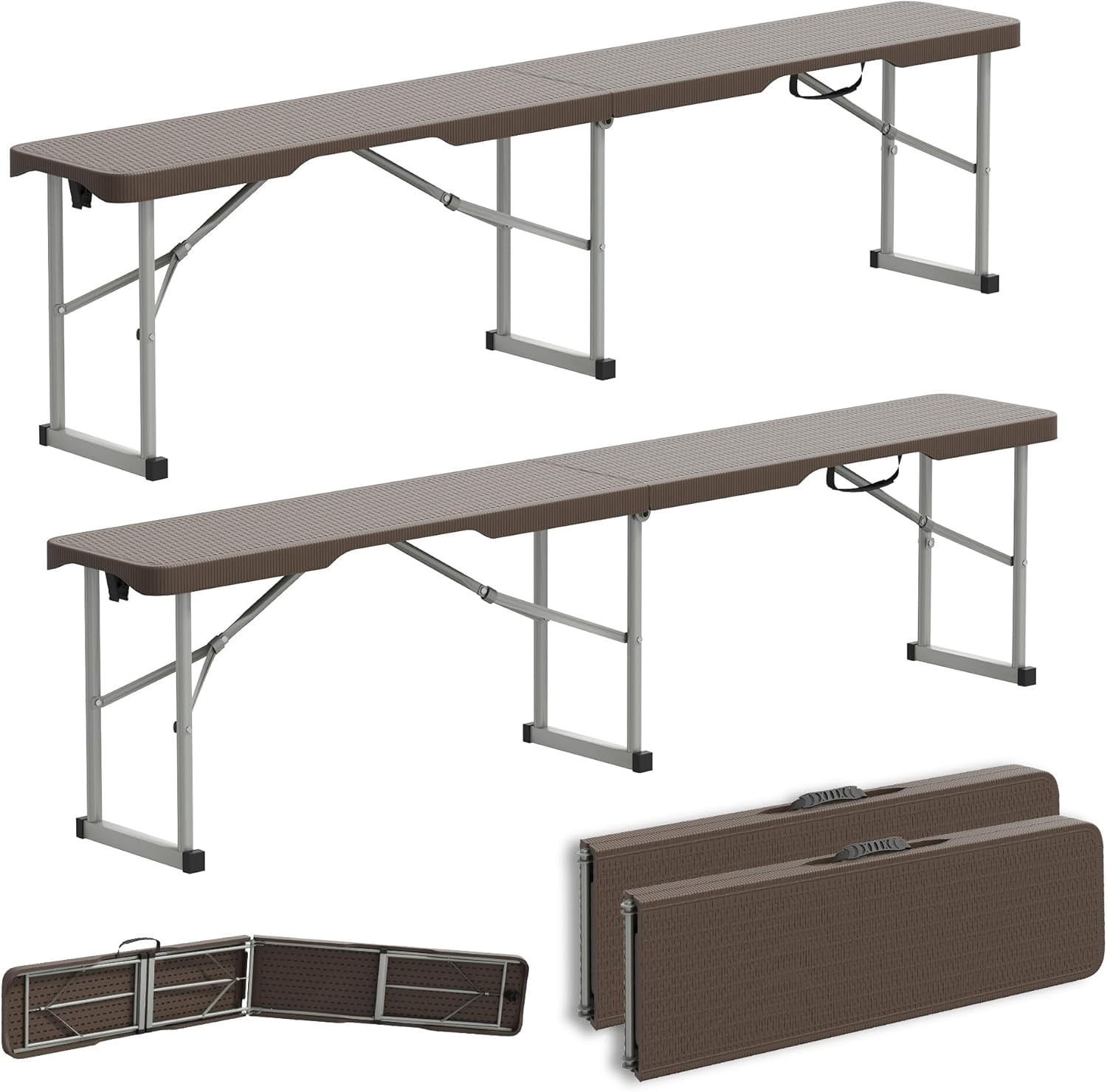 6ft Plastic Folding Bench with Carrying Handle & Lock, Portable Outdoor ...