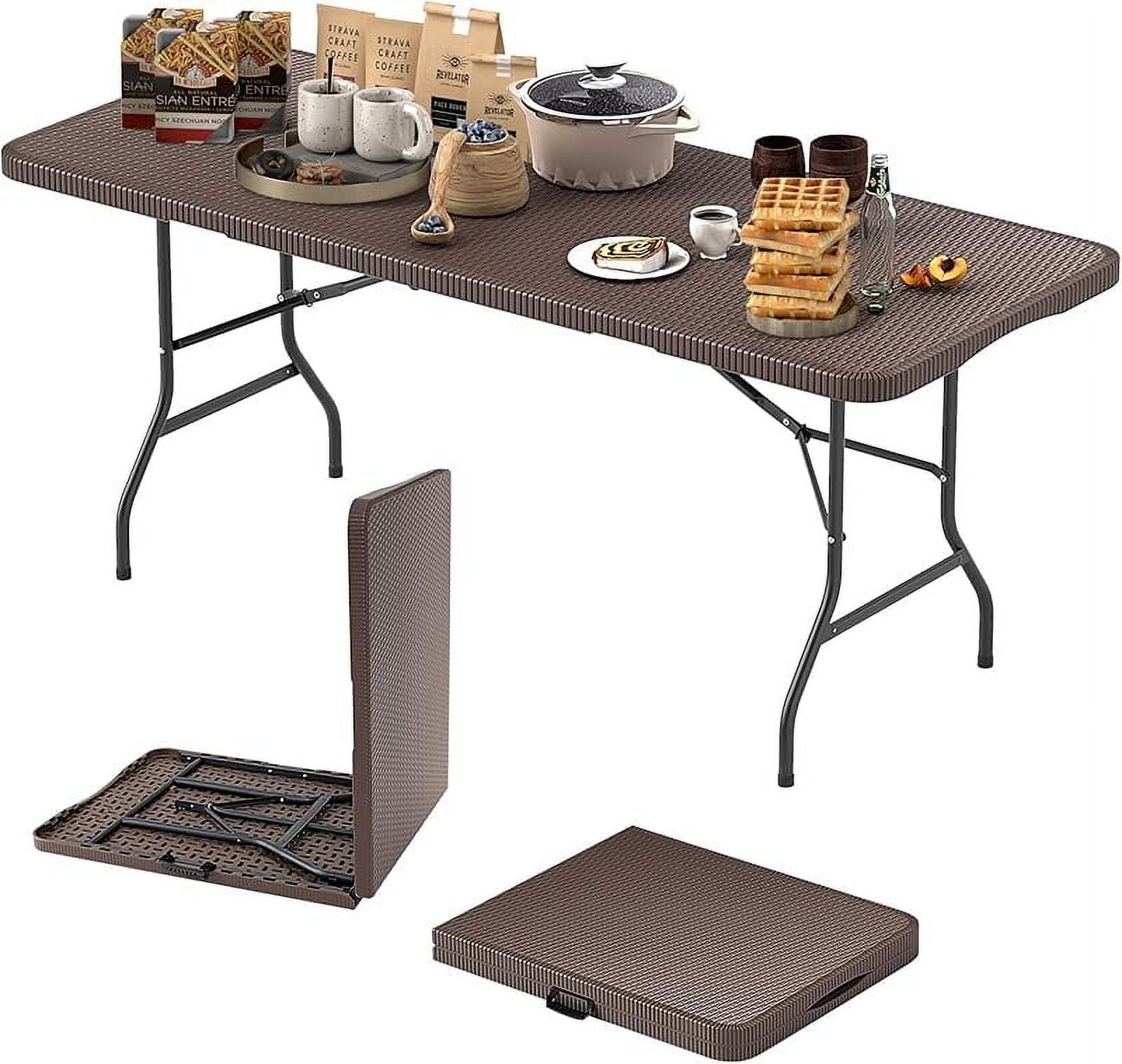 6ft Plastic Folding Table, 350 LBS Outdoor Heavy Duty Folding Tables ...