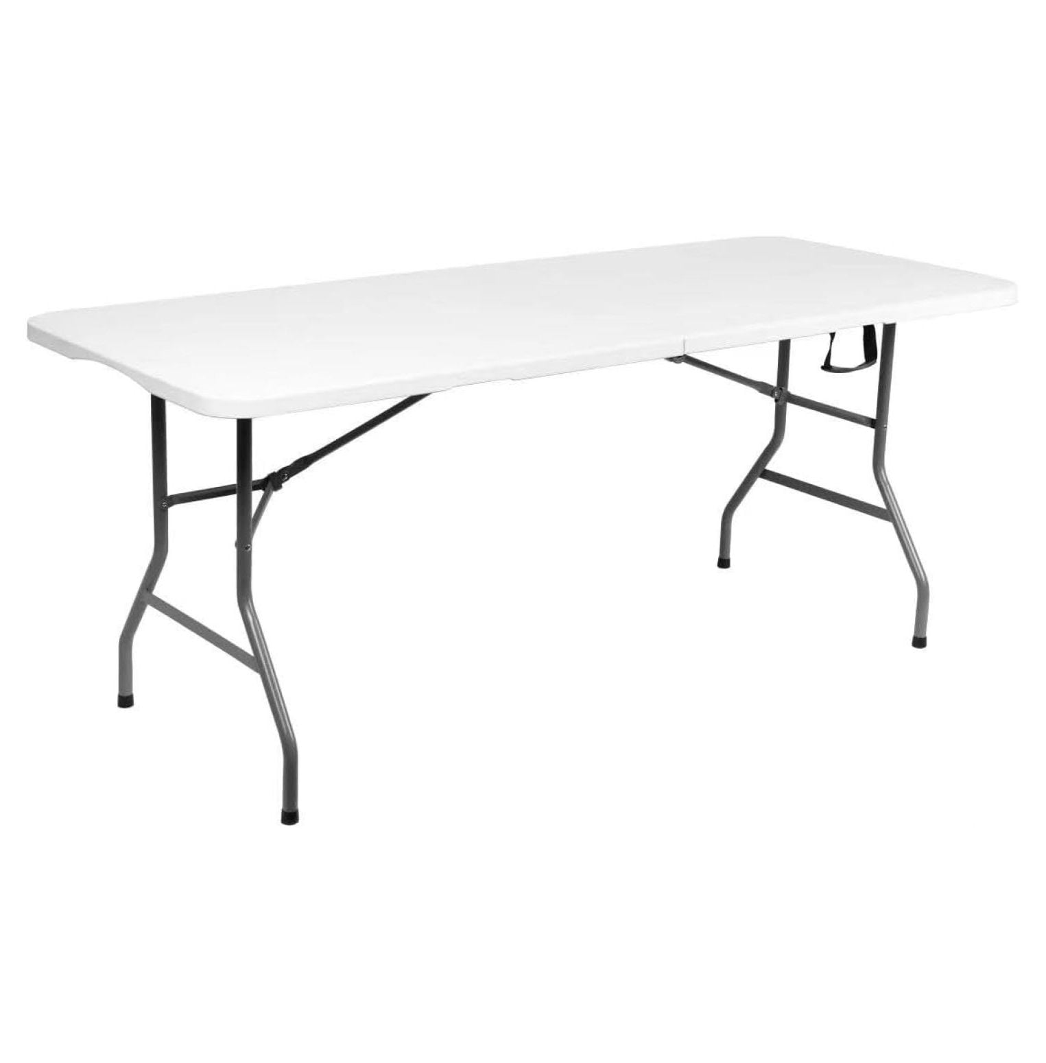 6ft Plastic Folding Table, Fold-in-Half Portable Utility Table Heavy ...