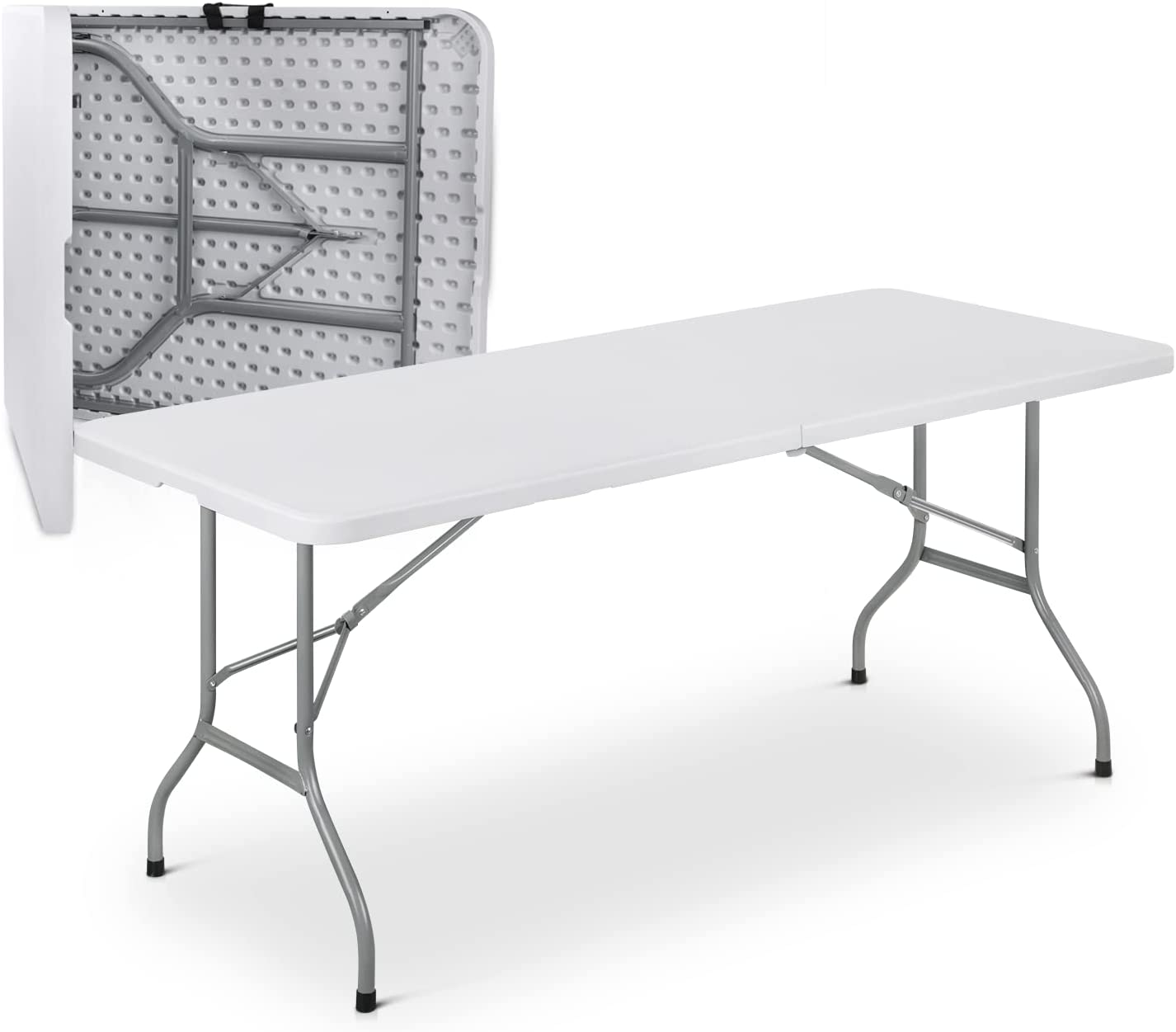 6ft Plastic Folding Table, Heavy Duty Rectangle Collapsible Outdoor ...