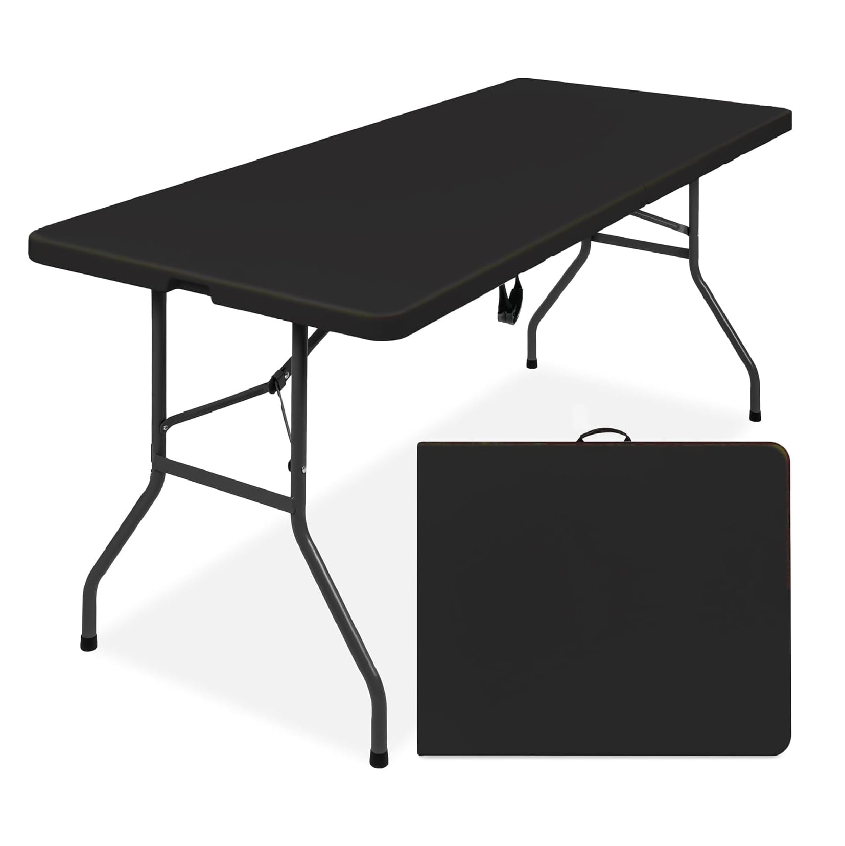 6ft Plastic Folding Table, Indoor Outdoor Heavy Duty Portable Display ...