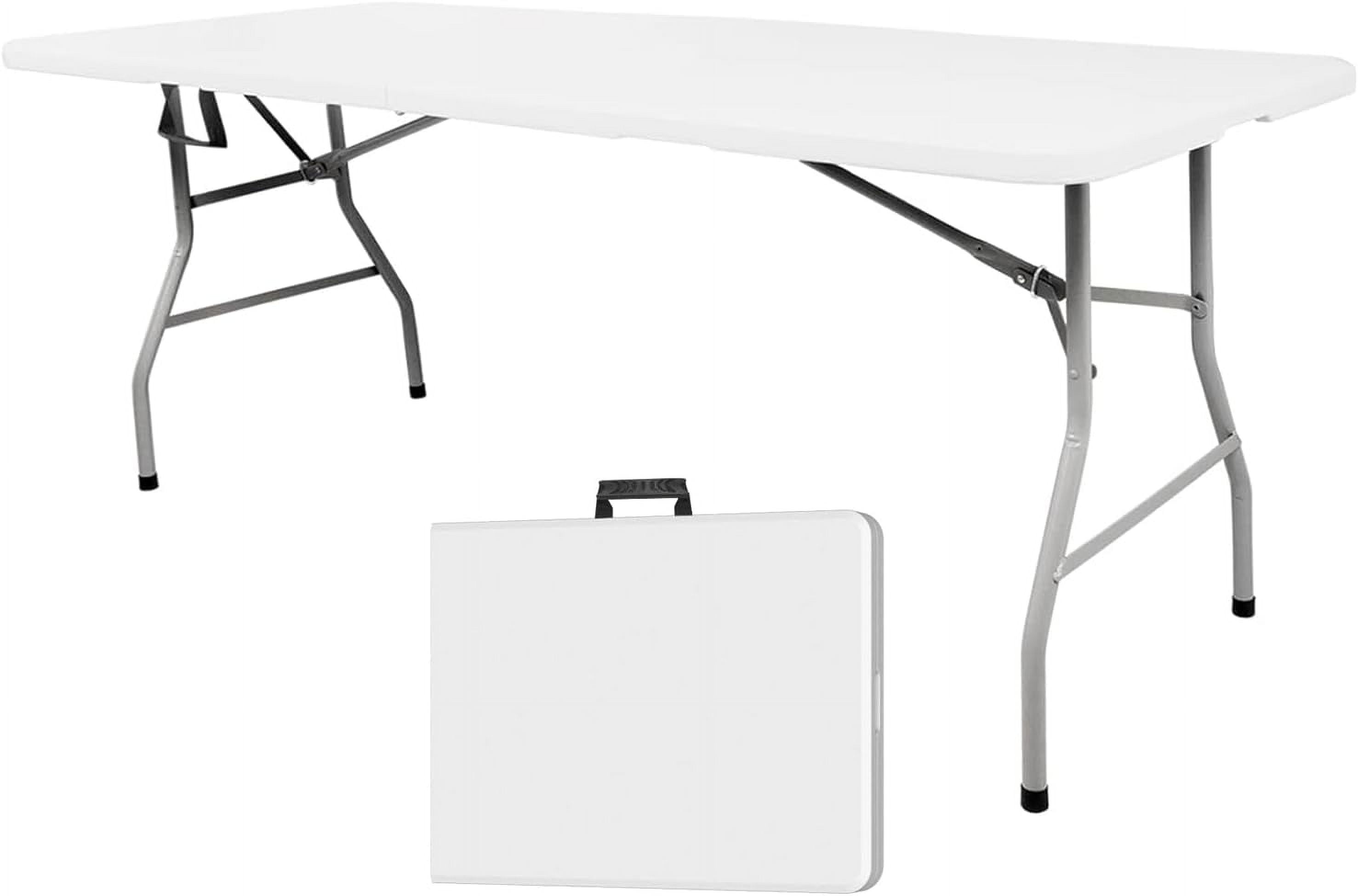 6ft Plastic Folding Table, Indoor Outdoor Heavy Duty Portable w/Handle ...