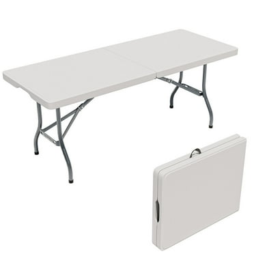 Emma + Oliver 6-Foot Granite White Plastic Folding Table - Banquet ...