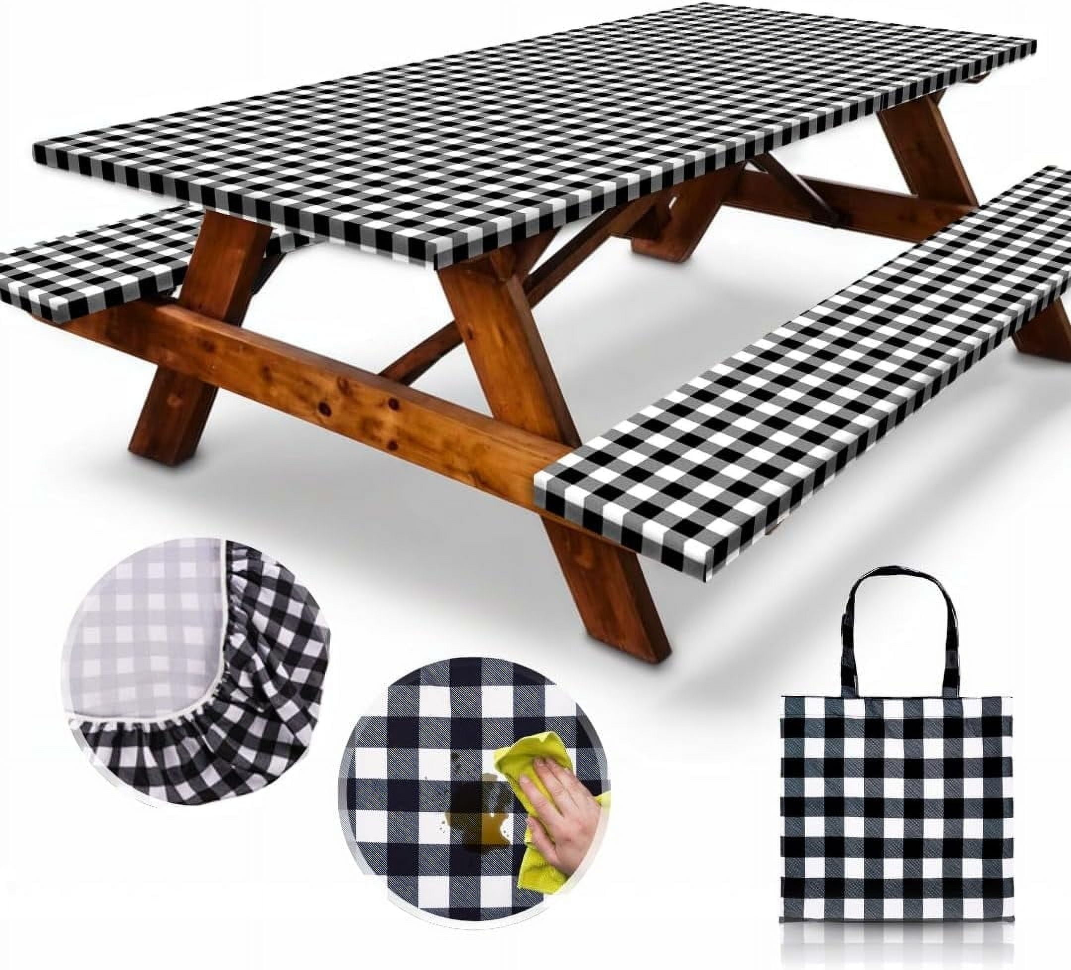 6ft Polyester Picnic Table Cover with Bench Covers and Carrying bag ...