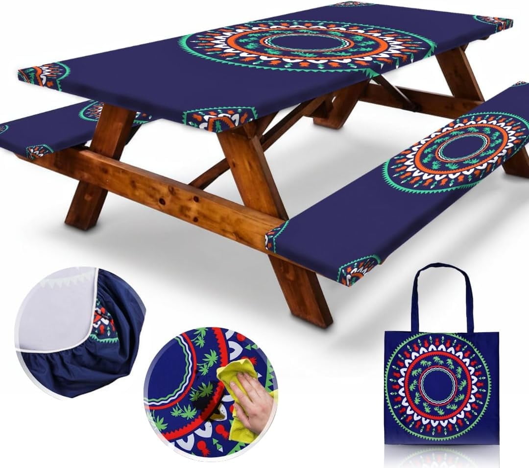 6ft Polyester Picnic Table Cover with Bench Covers and Carrying bag ...