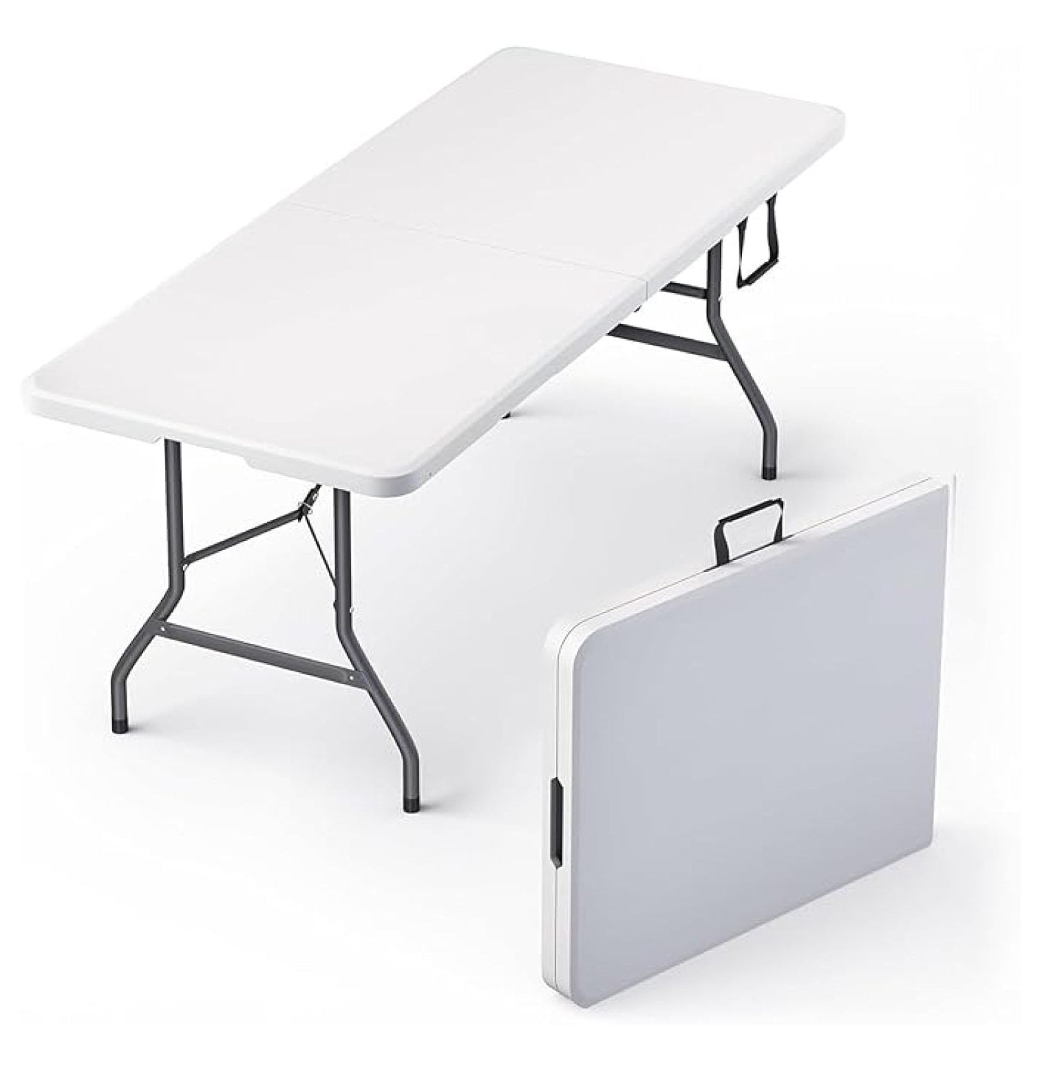 6ft Portable Folding Table Heavy Duty – White Plastic Picnic Party ...
