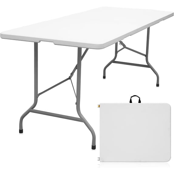 6ft Portable Heavy Duty Plastic Folding Utility Foldable Plastic Dining ...