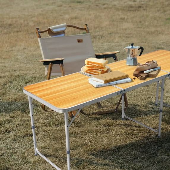 6ft Portable Multipurpose Folding Table 70lb Capacity - Wood Grain ...