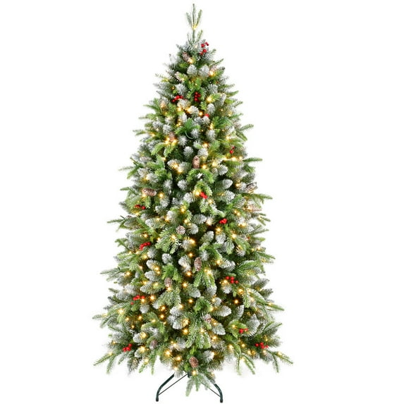 6ft Pre-Lit Artificial Christmas Tree with 380 Warm White LED Lights ...