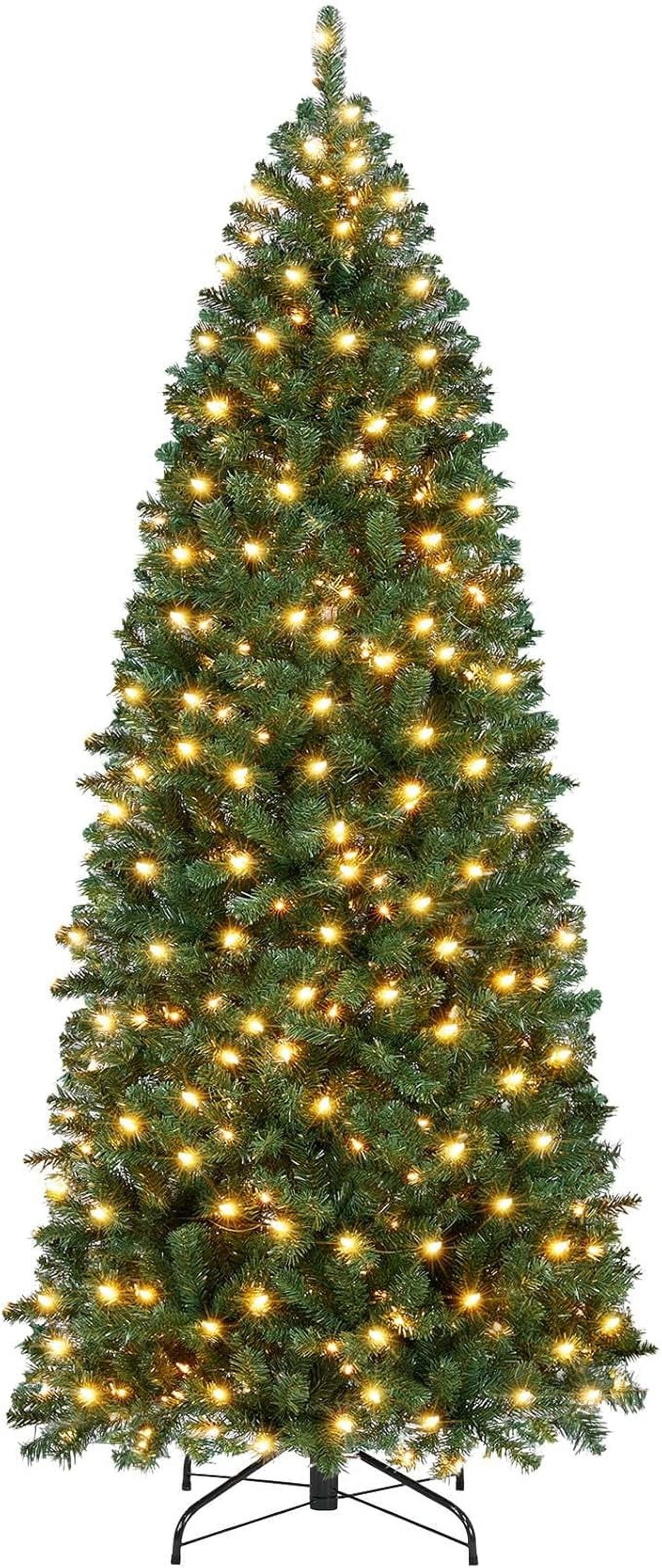 6ft Pre-lit Artificial Christmas Tree Hinged Spruce Pencil Tree Corner ...