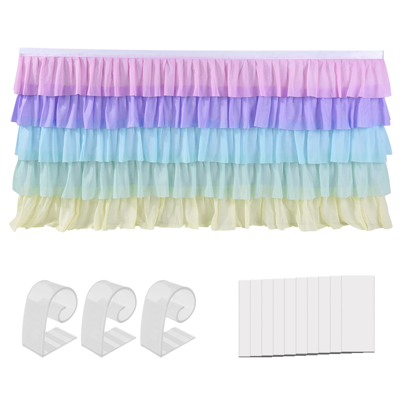 6ft Rainbow Tutu Table Skirt for Rectangle Round Tables Chiffon Table ...