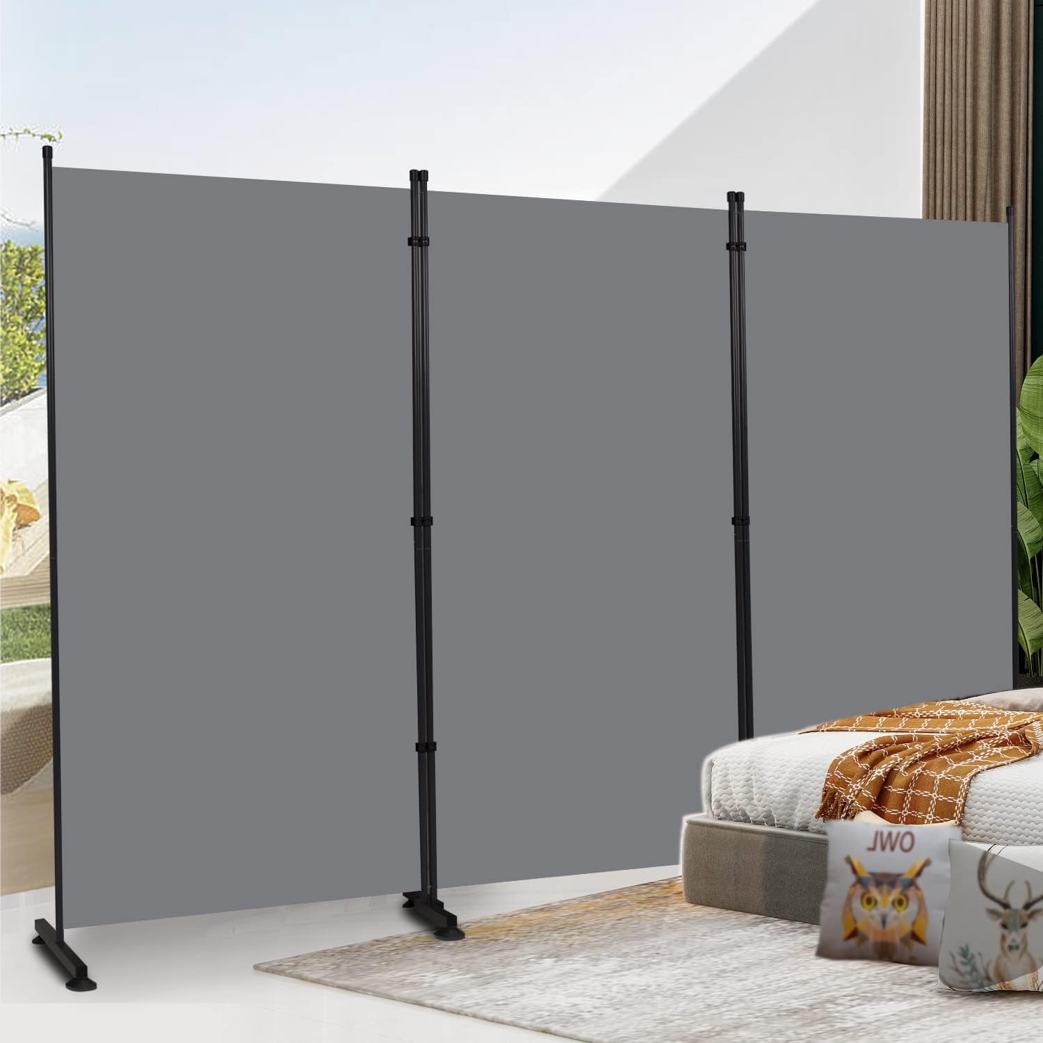 6ft Room Divider with 3 Panels, Portable Fabric Screen for Privacy ...